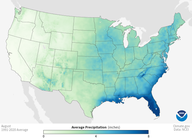 Precipitation - 1991-2020 Monthly Average | NOAA Climate.gov