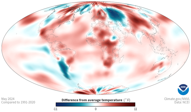 Temperature - Global Monthly, Difference from Average | NOAA Climate.gov