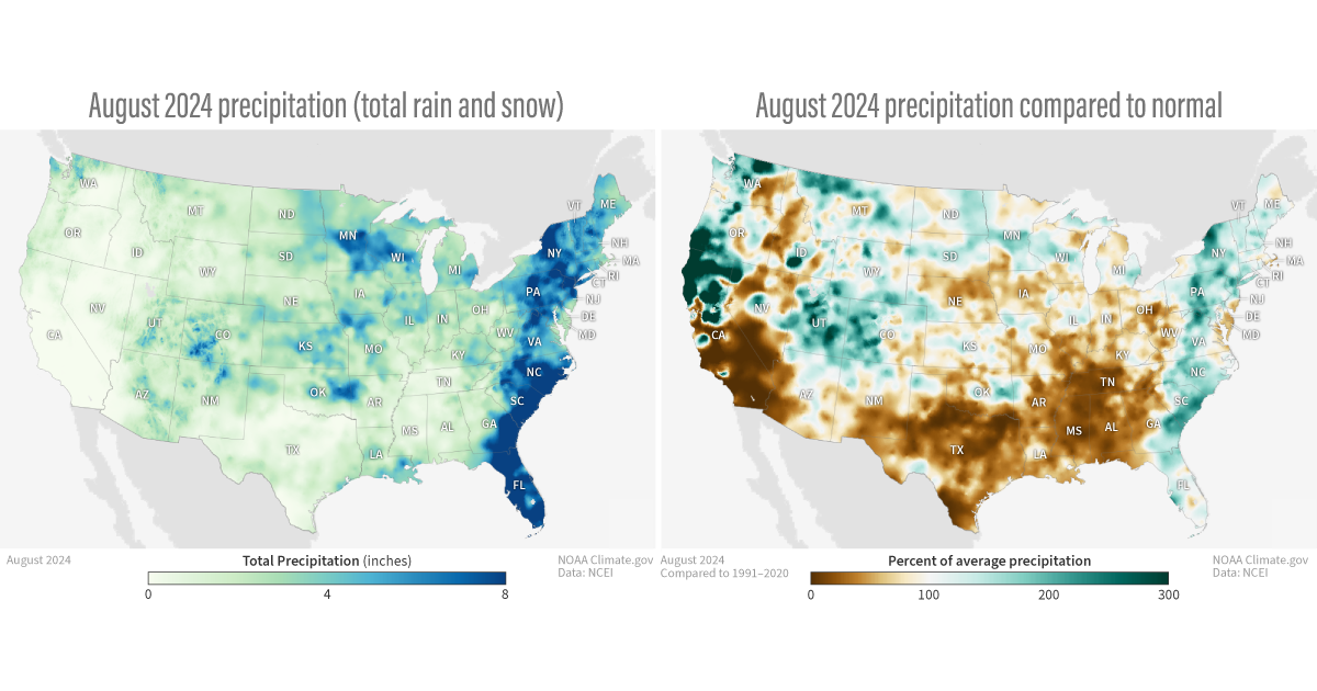 U.S. climate summary for August 2024 | NOAA Climate.gov