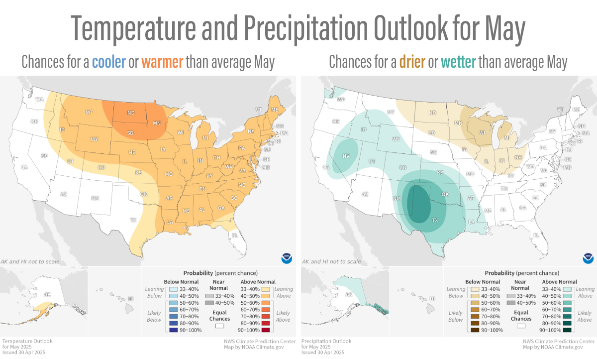 U.S. climate outlook for May 2025 | NOAA Climate.gov
