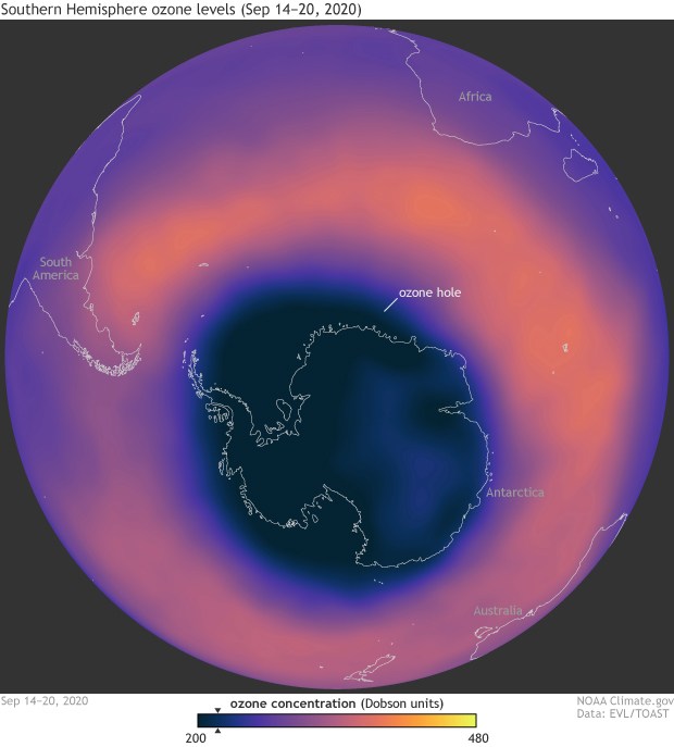 Large, deep Antarctic ozone hole persisting into November 2020 | NOAA ...