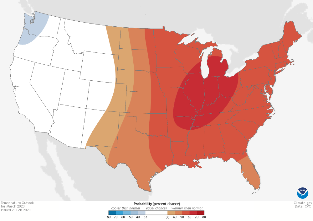 Temperature and precipitation outlooks for March 2020 | NOAA Climate.gov